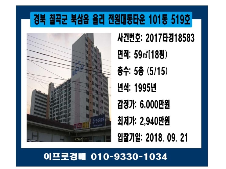 칠곡아파트경매 2017타경18583 경북 칠곡군 북삼읍 율리 전원대동타운 급매매 경북부동산경매 이프로 경매 네이버 블로그